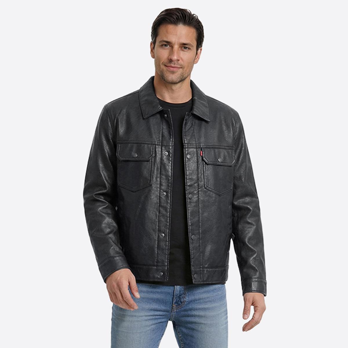 Click here for Mens Levis 2 Chest Pockets Faux Leather Coat prices